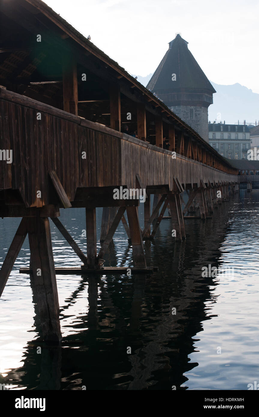 Lucerne, Switzerland, skyline: view of the famous Water Tower and the ...