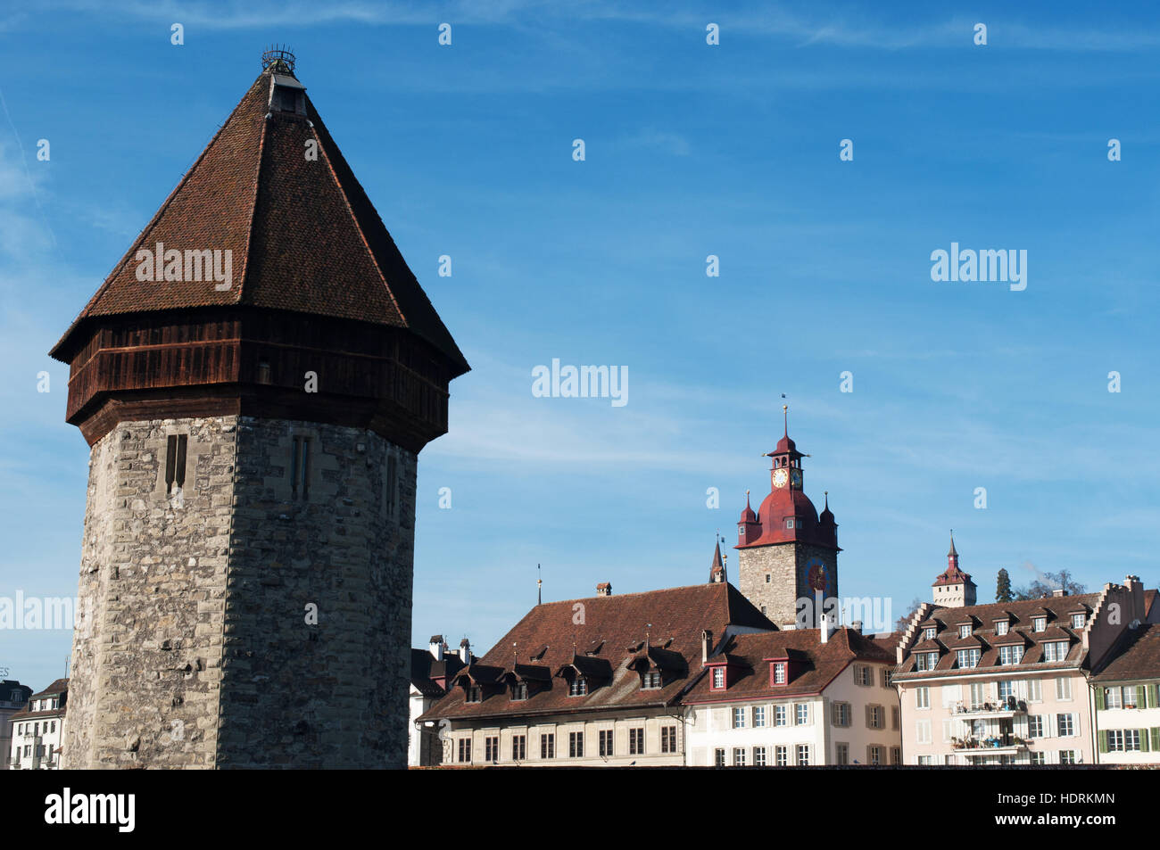 Lucerne, Switzerland, skyline: view of the famous Water Tower and the ...
