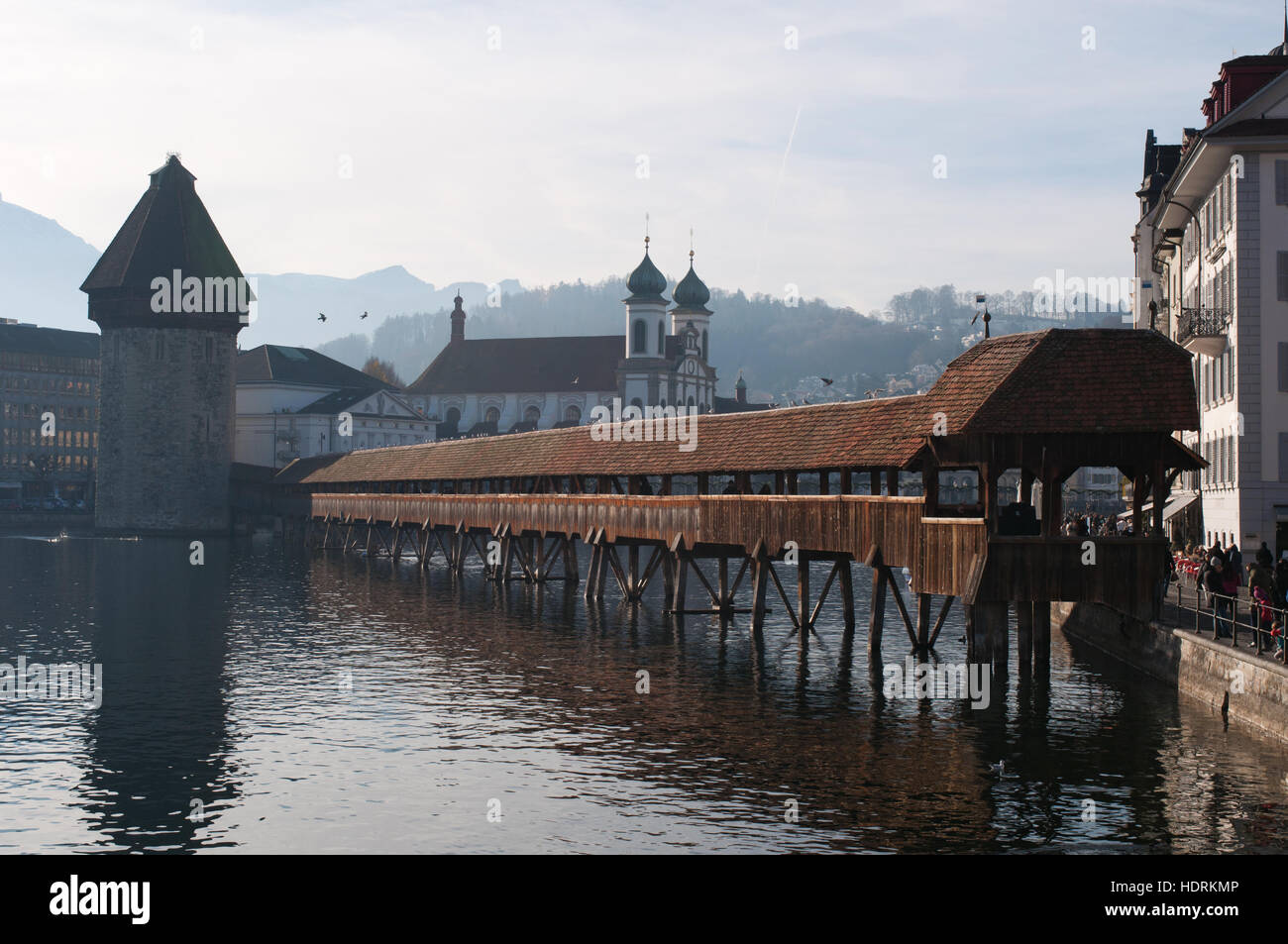 Lucerne, Switzerland, skyline: view of the famous Water Tower and the ...