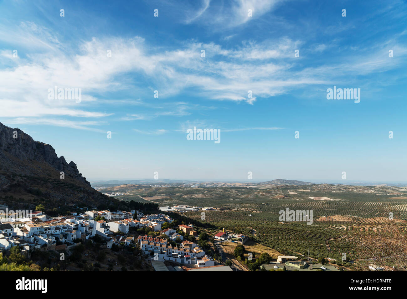 View from the top of Luque, a traditional town surrounded by olive ...