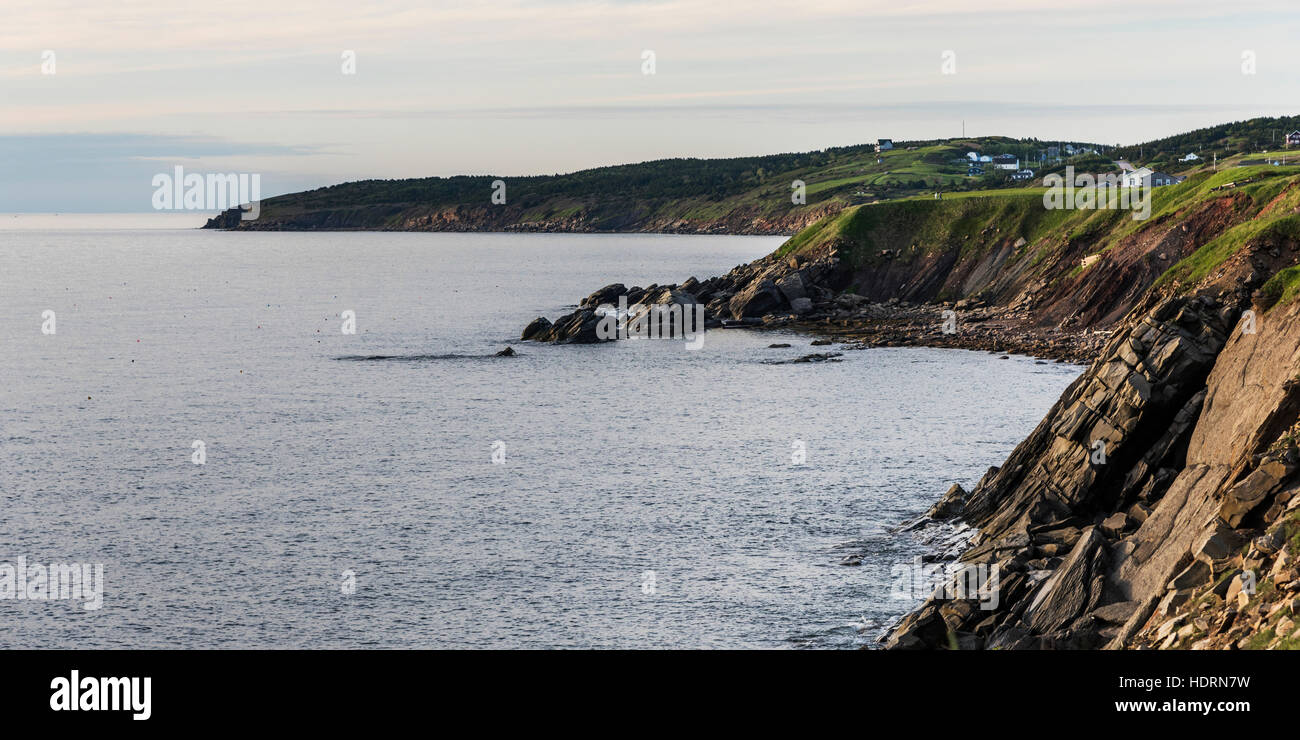 Rugged cliffs along the Atlantic coastline, Cape Breton Island; Belle ...