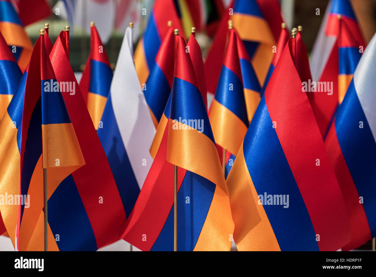 Armenian flags for sale at the Vernissage Market; Yerevan, Armenia ...