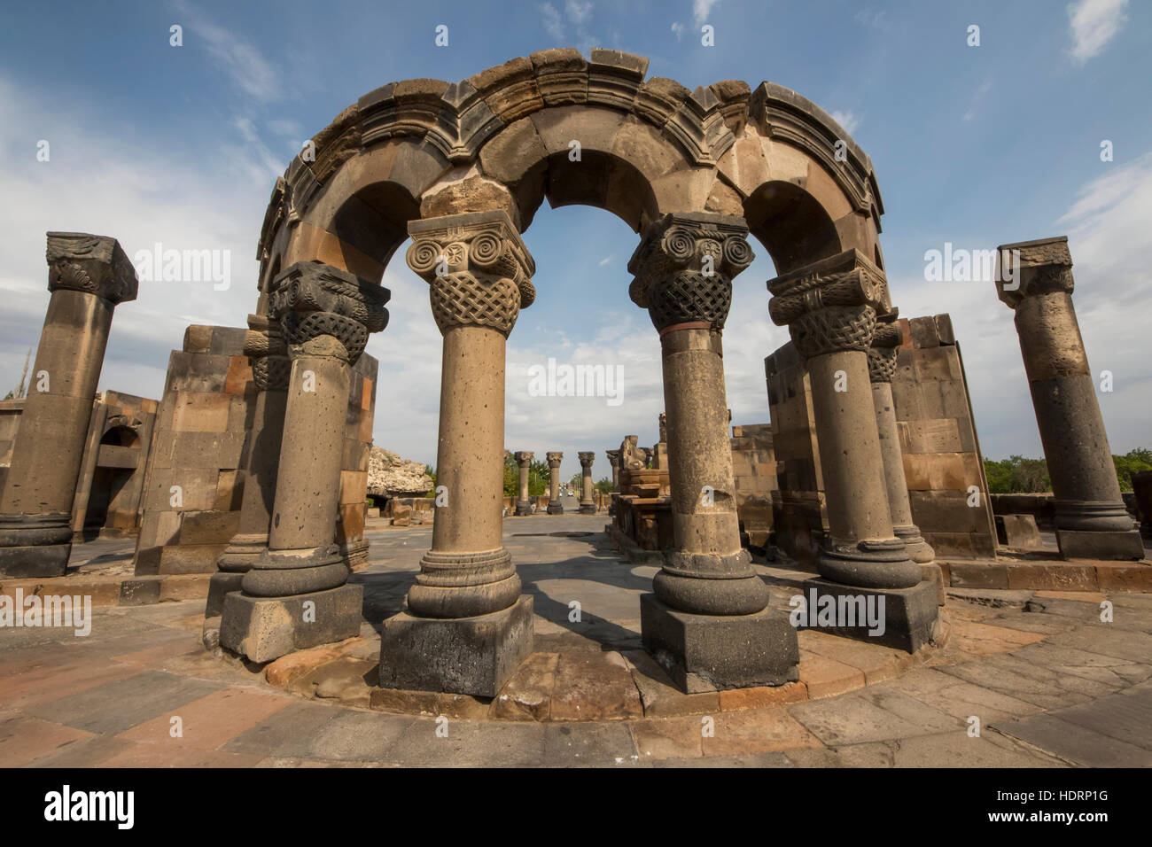Reconstructed arches and columns of Zvartnots Cathedral; Vagharshapat ...