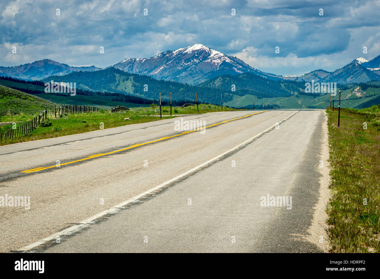 View of the Rocky Mountains and the highway in central Colorado Stock ...