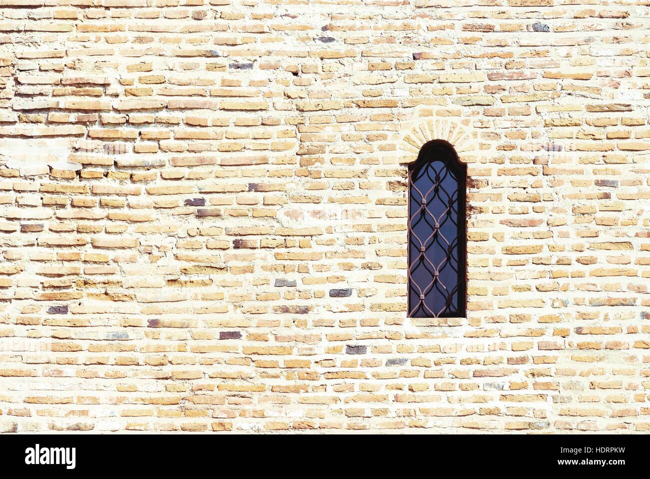 Old Castle Window On Brick Wall Texture Stock Photo - Alamy
