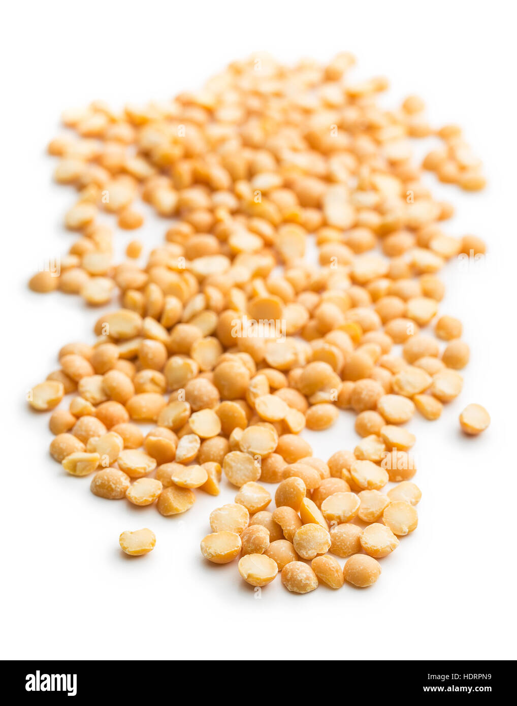 Yellow split peas isolated on white background Stock Photo - Alamy