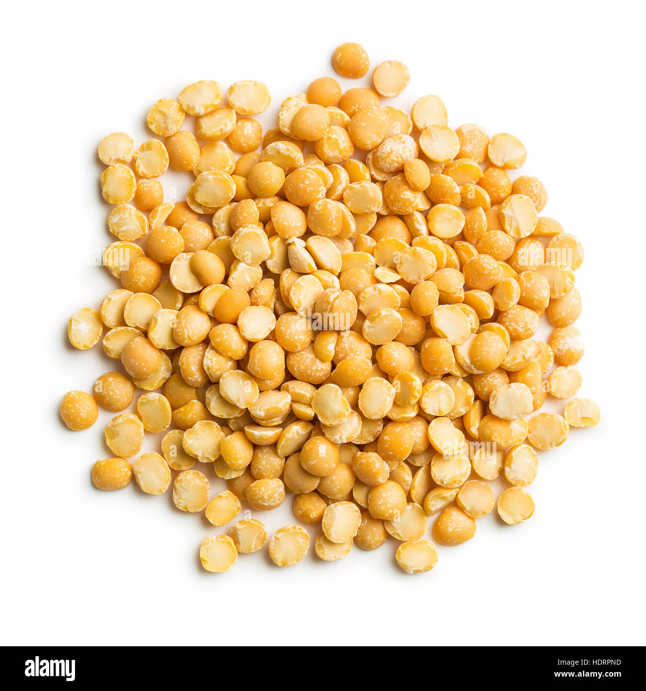 Yellow split peas isolated on white background. Top view Stock Photo ...