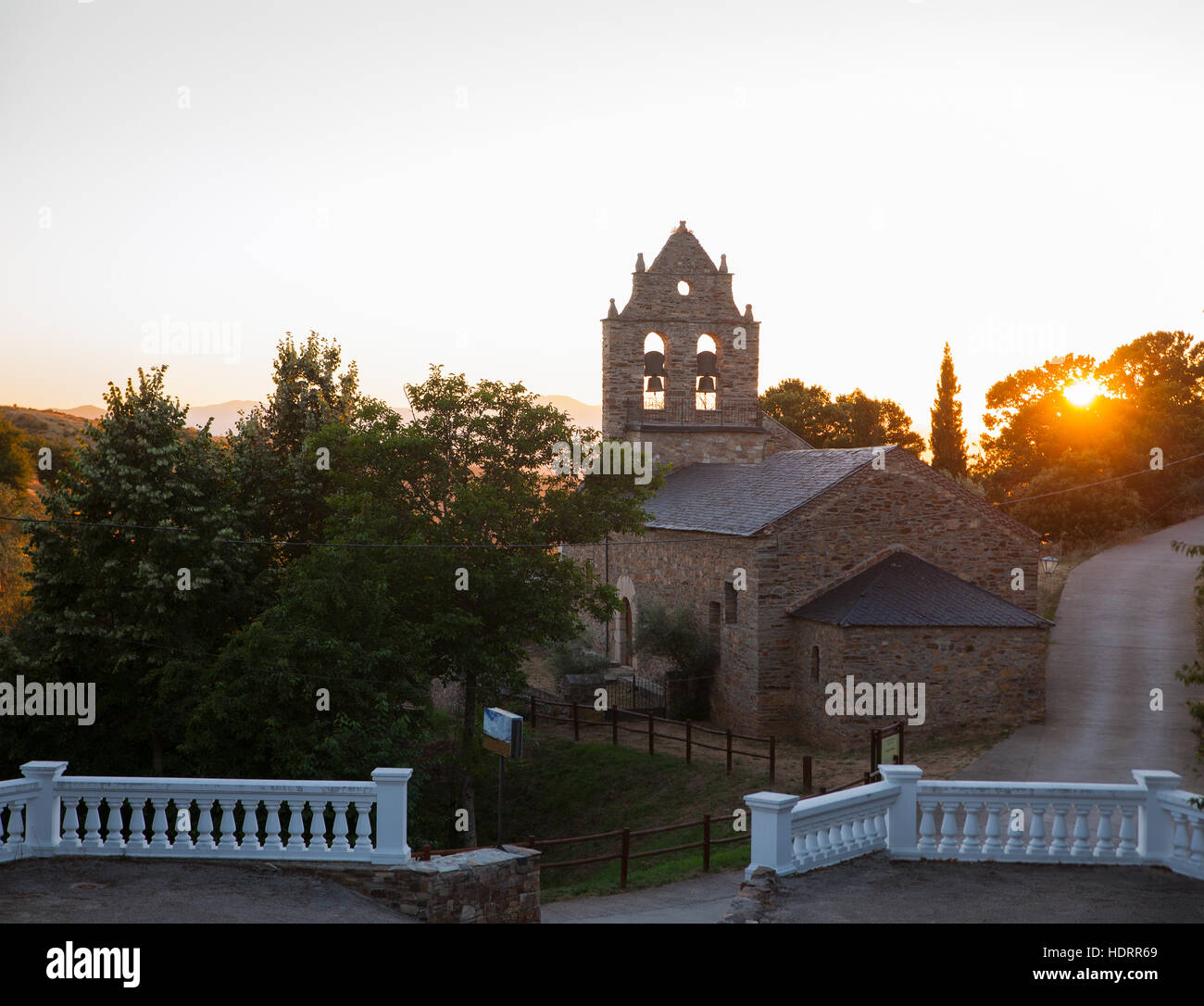 View of the Parish Church of Santa Maria Magdalena of Riego de Ambros ...