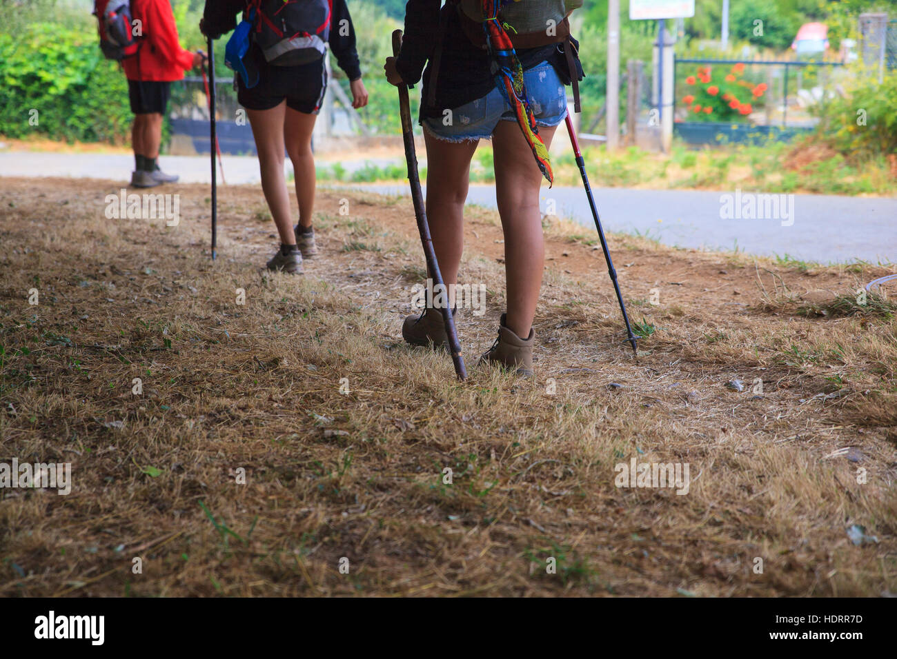 Legs of pilgrimns along the way of St. James Stock Photo - Alamy