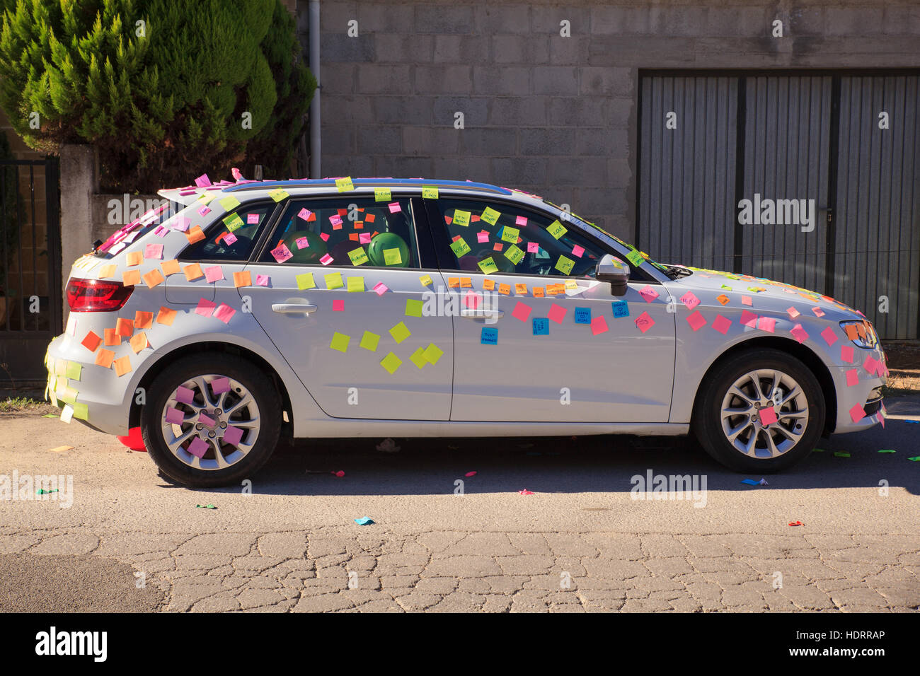 White car is covered in post it notes Stock Photo - Alamy