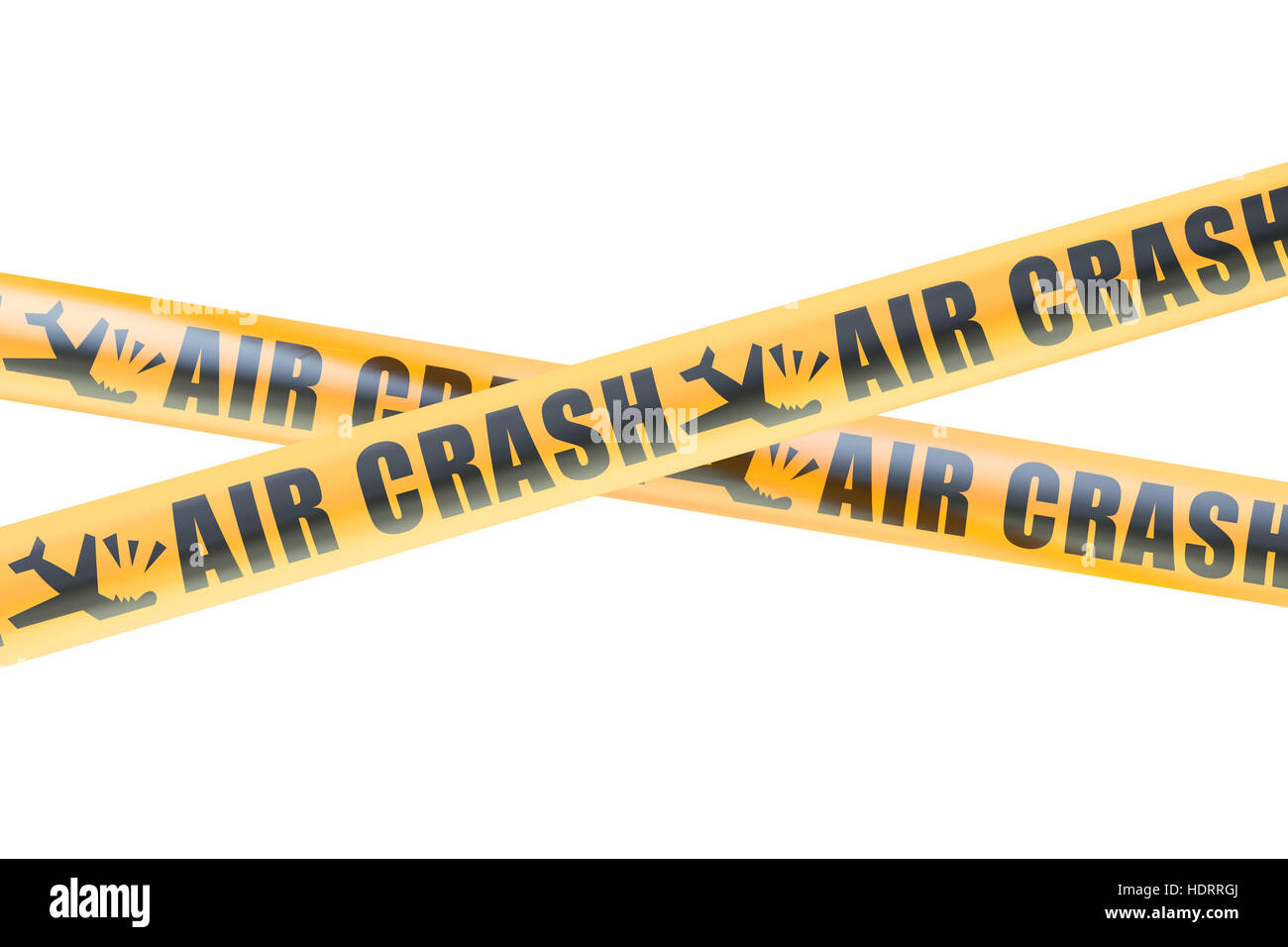 Air Crash Caution Barrier Tapes, 3D rendering isolated on white ...