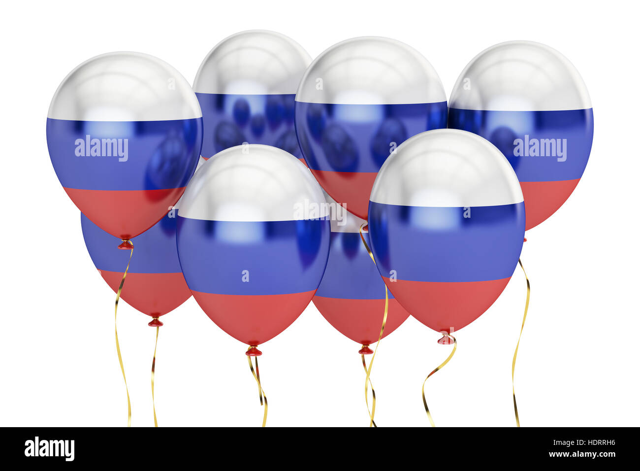 Balloons with flag of Russia, holyday concept. 3D rendering isolated on ...