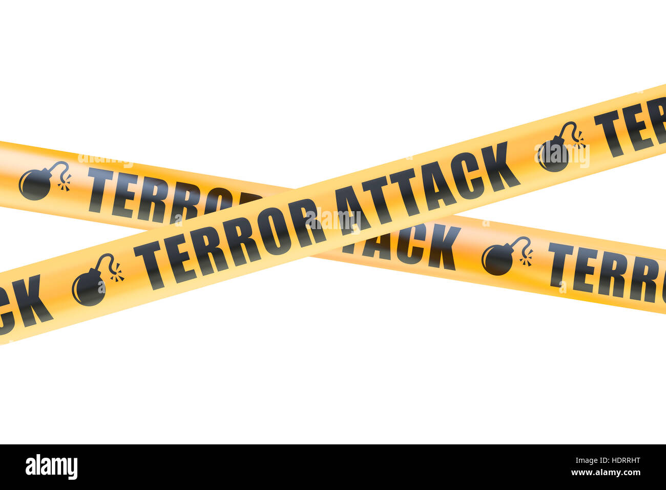 Terror Attack Caution Barrier Tapes, 3D rendering Stock Photo - Alamy