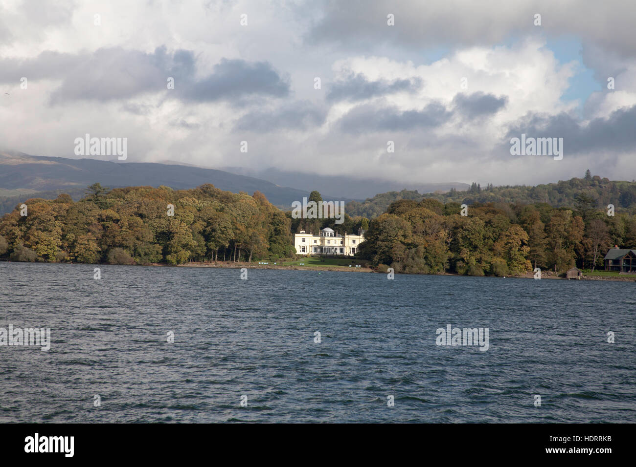 Storrs Hall Hotel on the eastern shore of Windermere Autumn day Lake ...