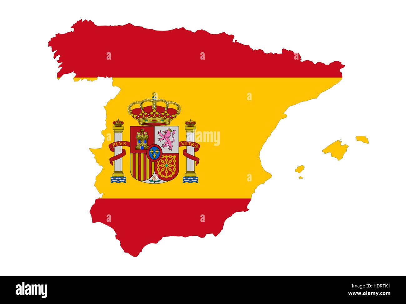 close up on Spain map on white background, no shadows Stock Photo - Alamy