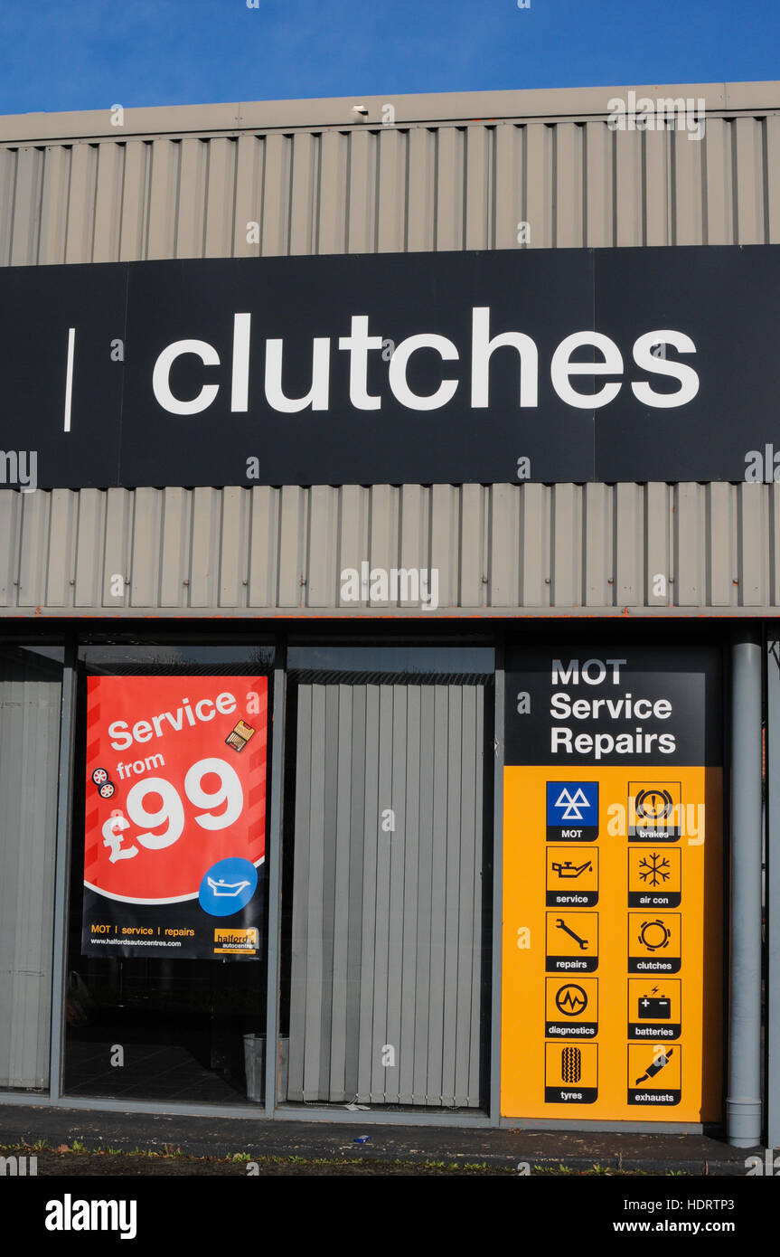 Halfords AutoCentre sign Stock Photo - Alamy