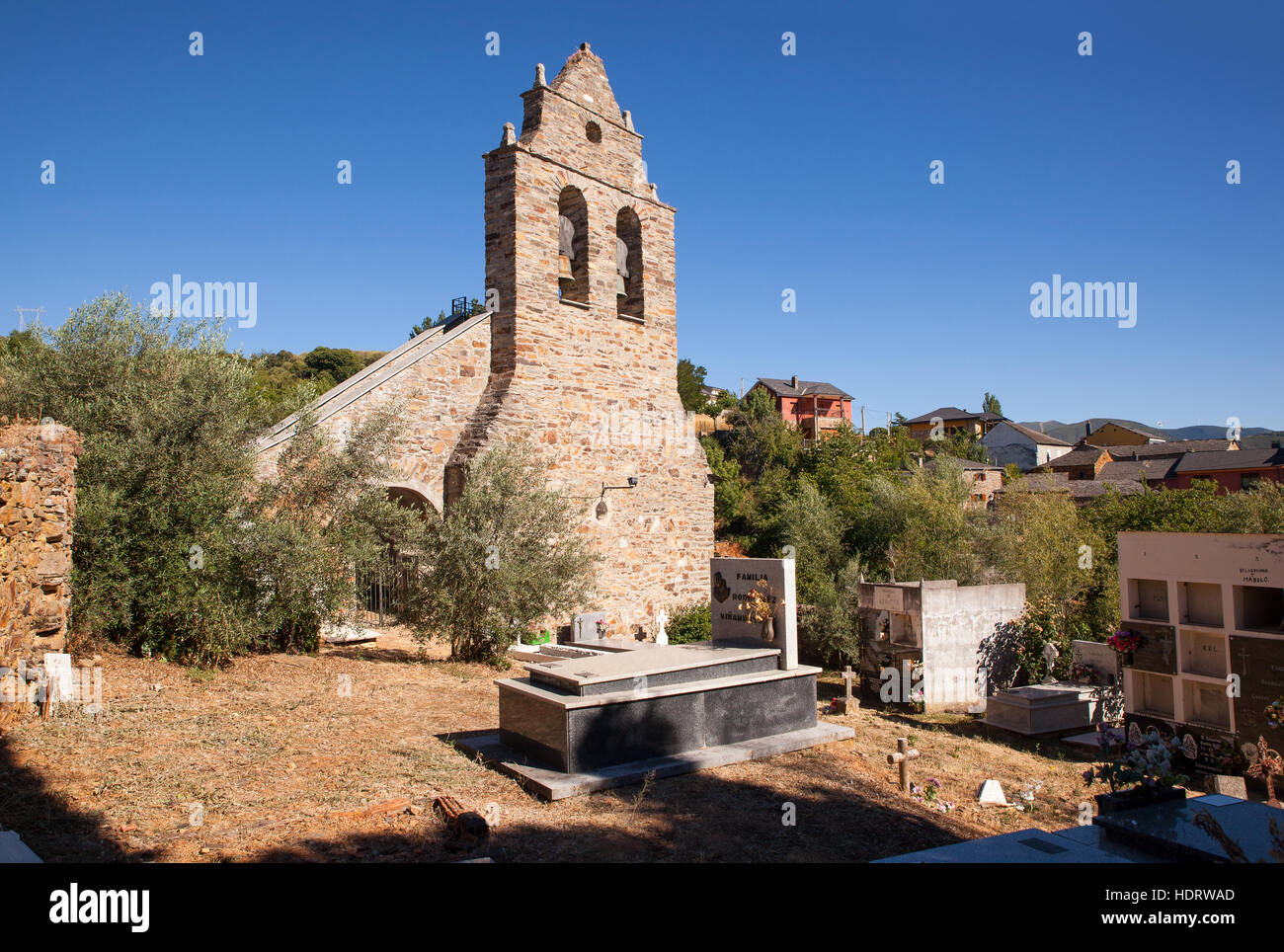 View of the Parish Church of Santa Maria Magdalena of Riego de Ambros ...