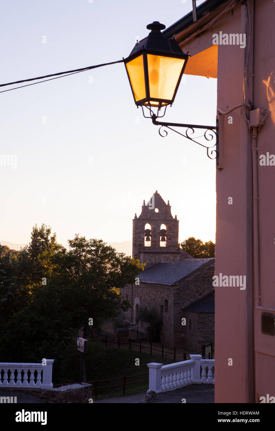 View of the Parish Church of Santa Maria Magdalena of Riego de Ambros ...
