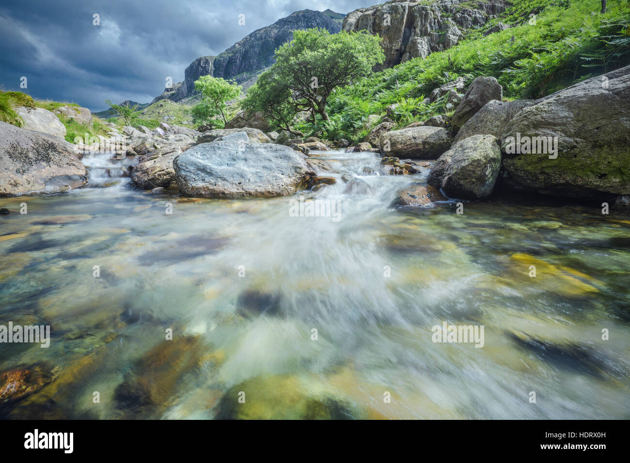 Fresh Clear Water of Mountain Creek in North Wales Stock Photo - Alamy