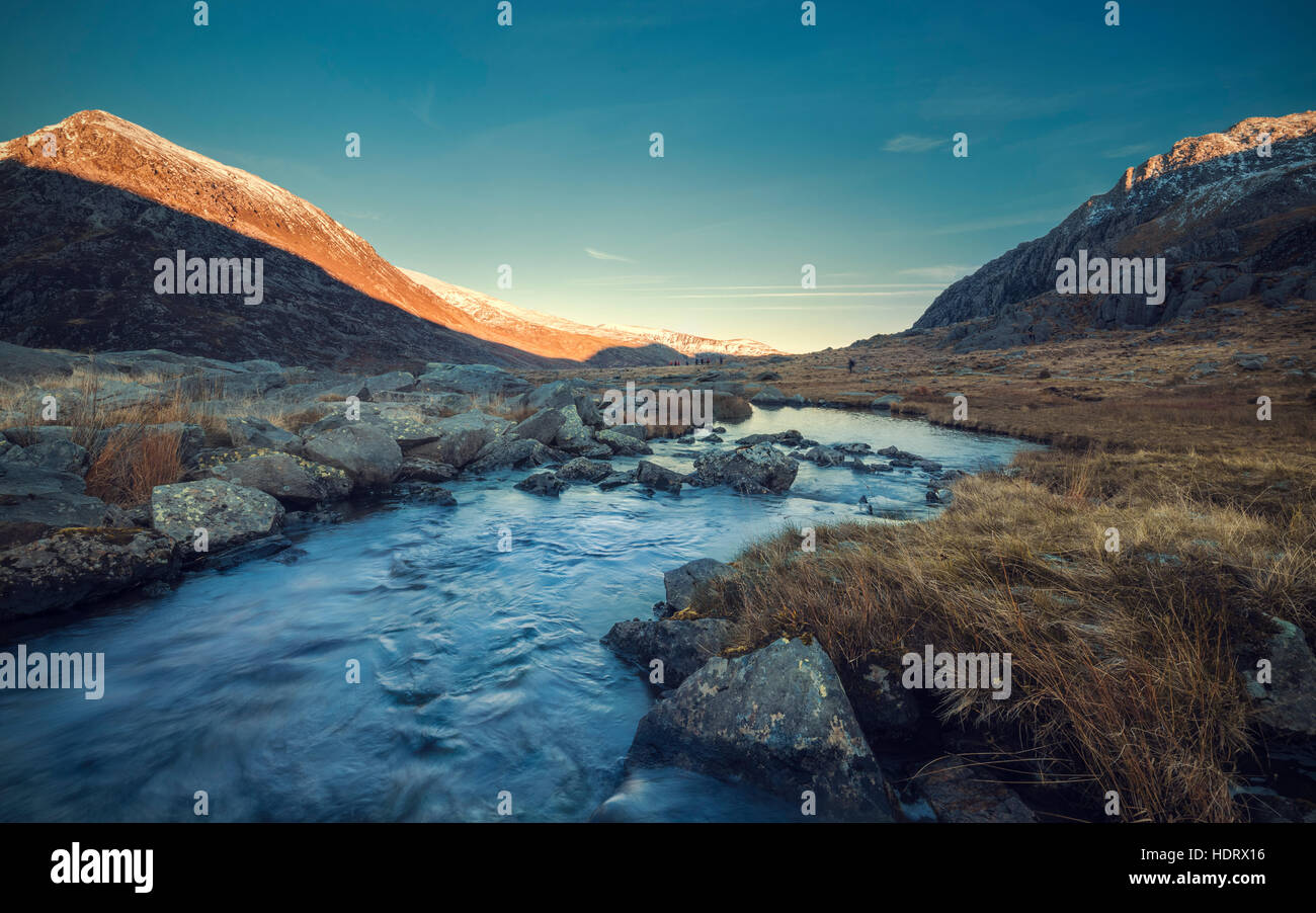 Crystal Clear Creek among Glyderau Mountains in North Wales Stock Photo ...