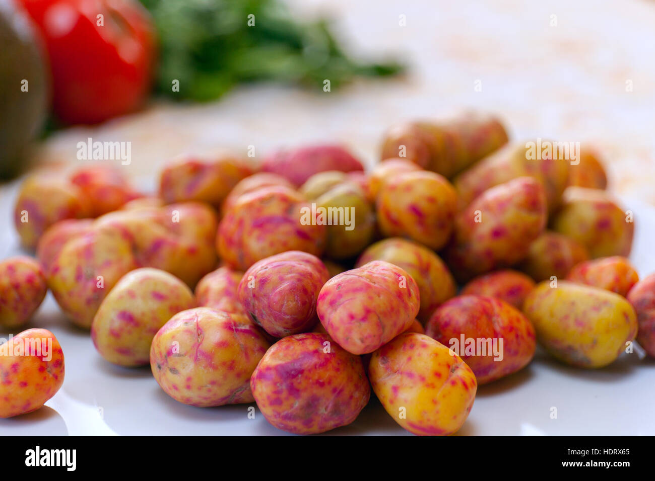 Oca tubers Oxalis tuberosa plant was brought into cultivation in the ...