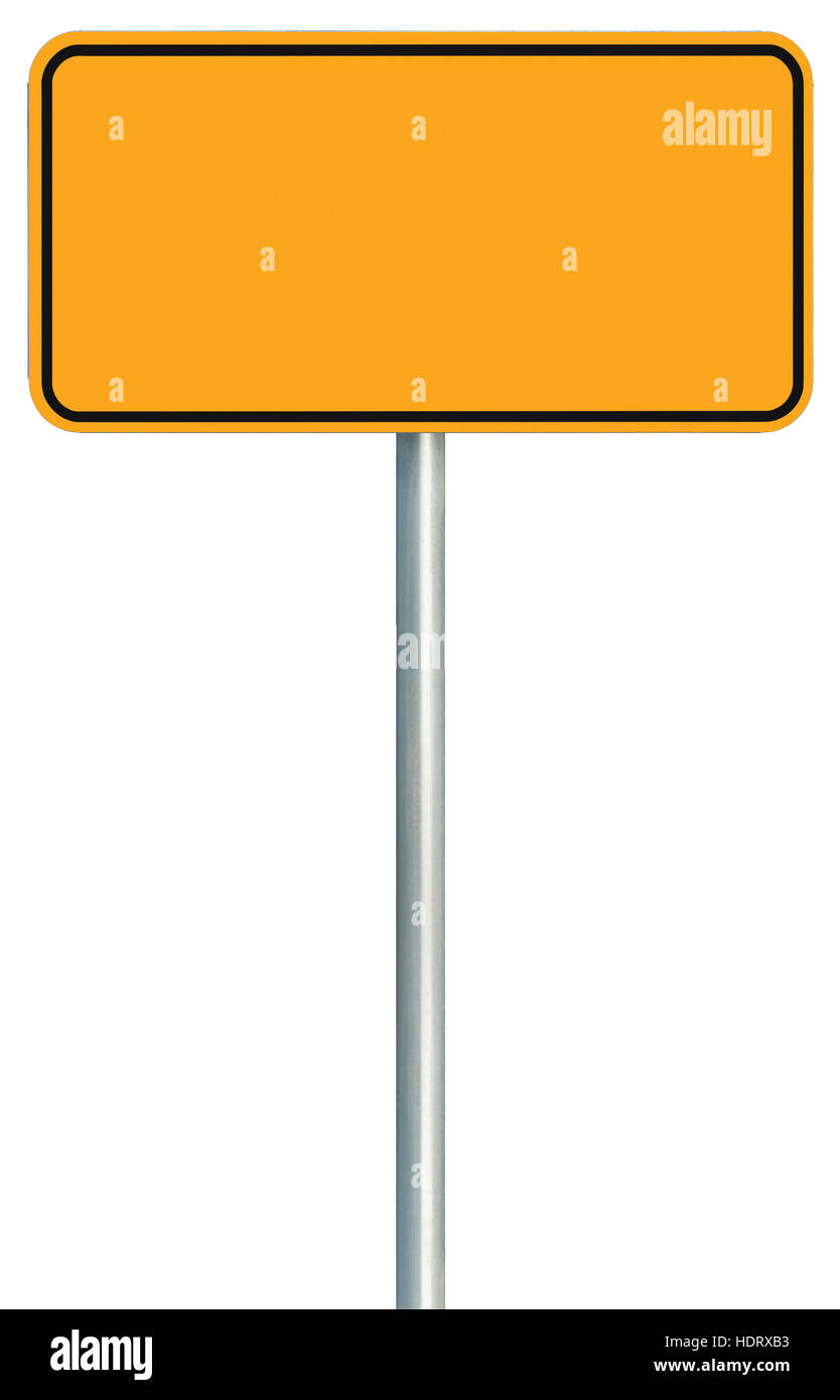 Blank Yellow Road Sign Isolated, Large Warning Copy Space, Black Frame ...
