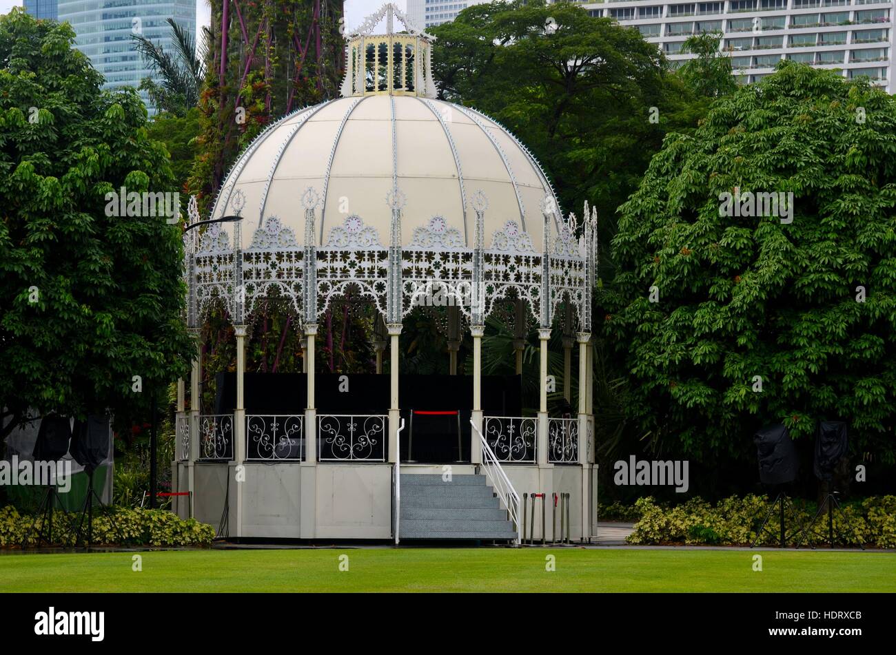 Classic Victorian design podium bandstand at Gardens by the Bay park ...