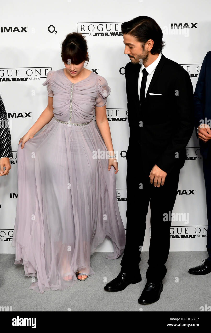 Diego Luna and Felicity Jones attending a special screening of Rogue ...