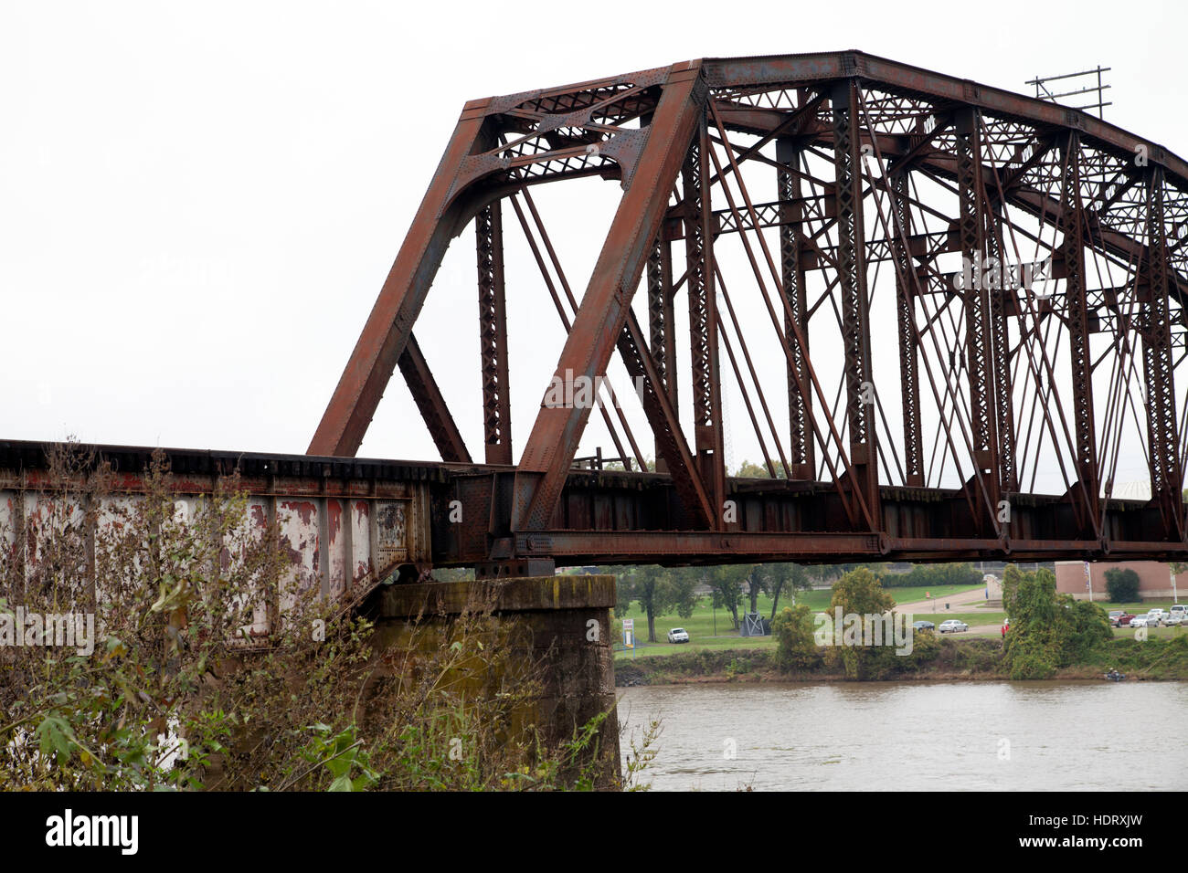 Train bridge over Red River Stock Photo - Alamy