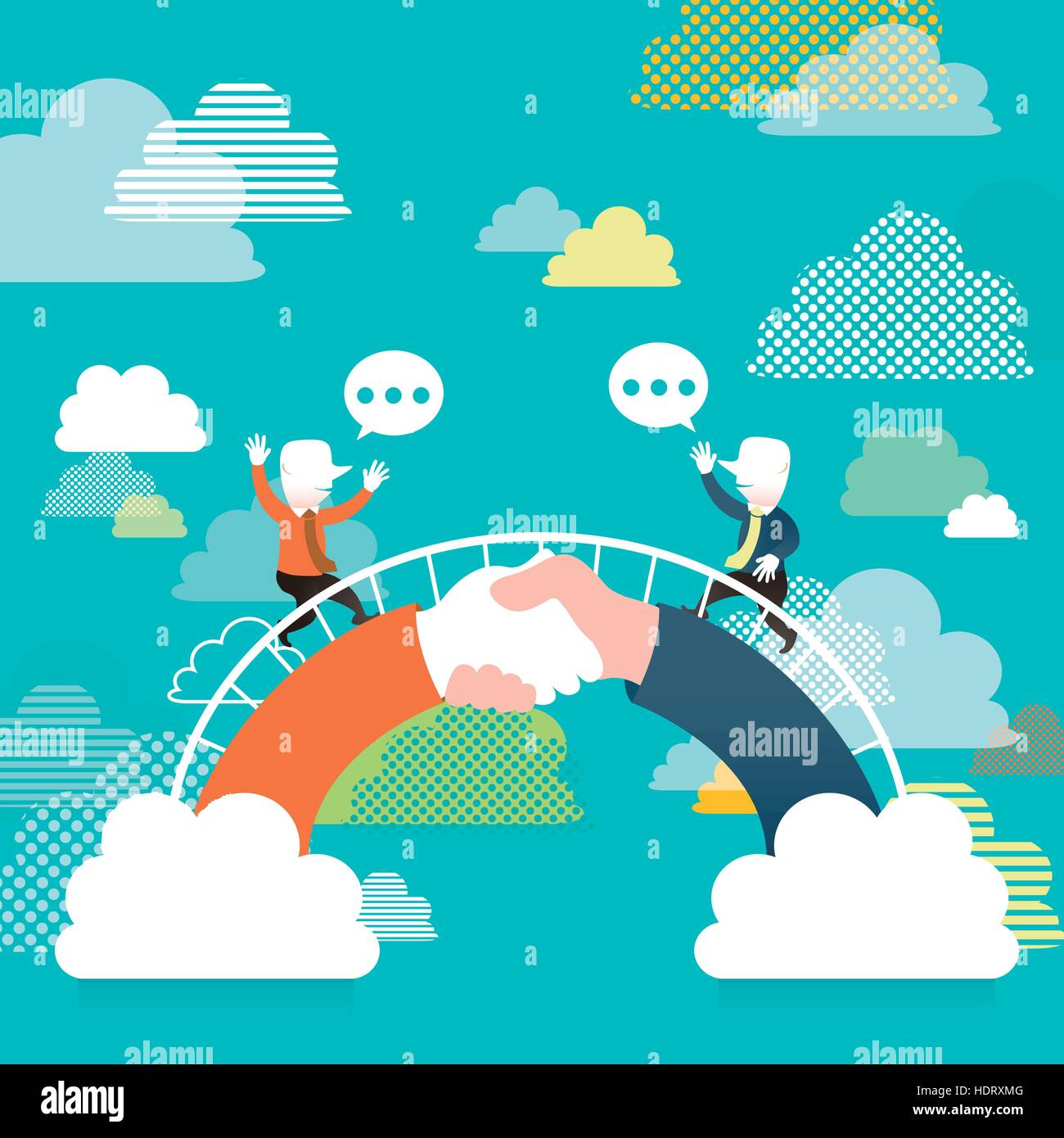flat design vector illustration concept of communication bridge Stock ...