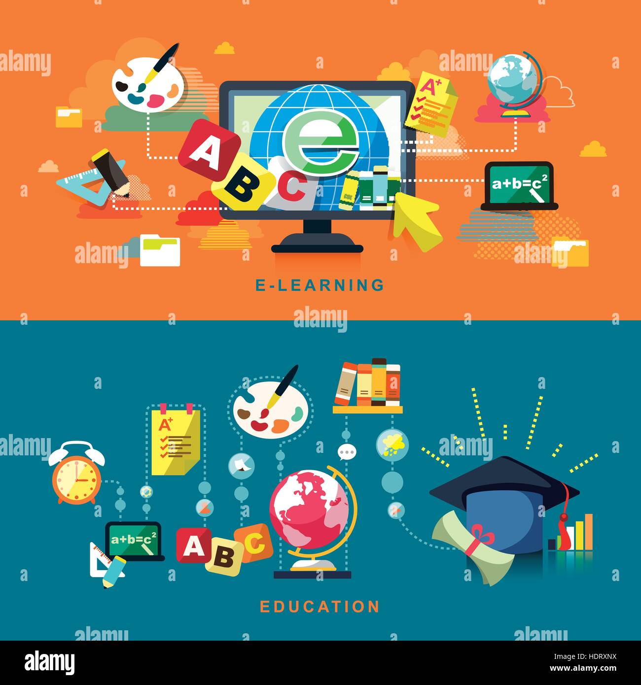 flat design concept of education and online learning Stock Vector Image ...
