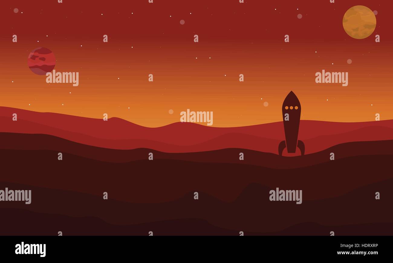 Rocket on desert outer space landscape Stock Vector Image & Art - Alamy