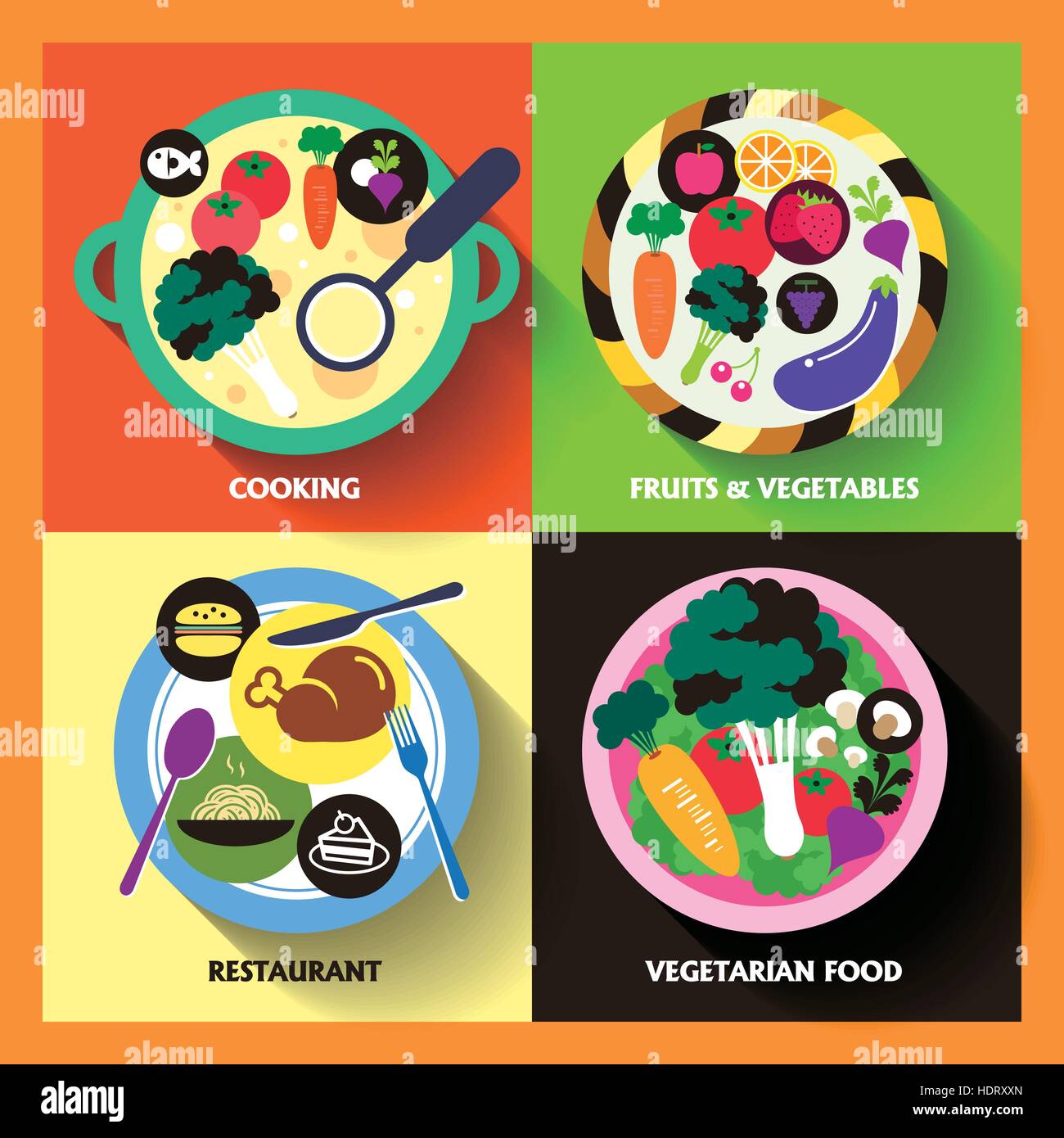 flat design of food and restaurant concepts Stock Vector Image & Art ...