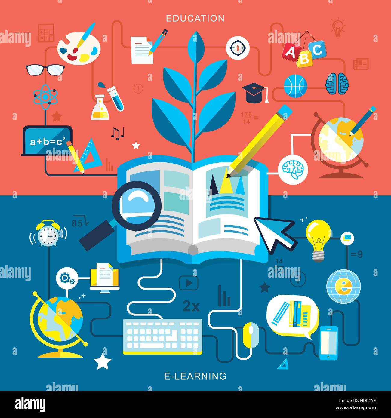 flat design of education and e-learning concepts Stock Vector Image ...