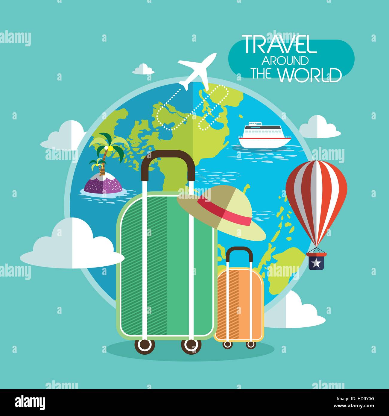 flat design for travel around the world concept graphic Stock Vector ...