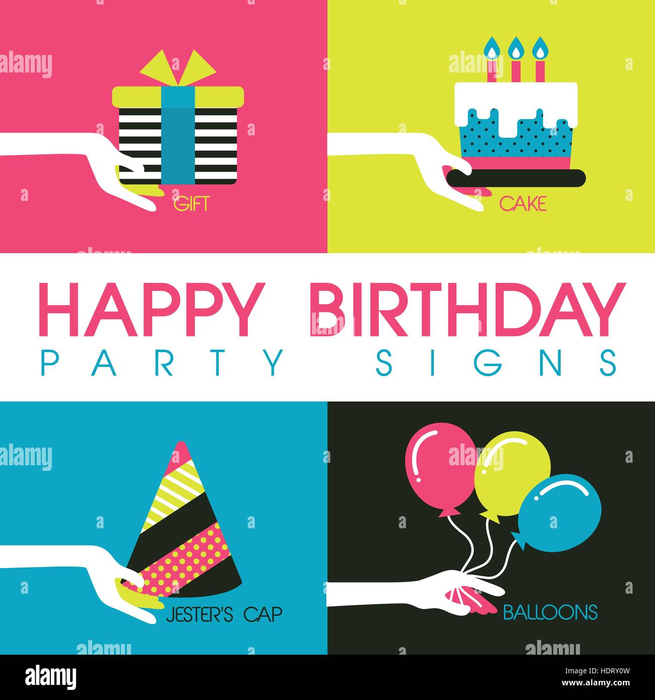 flat design for birthday party signs concept graphic Stock Vector Image ...