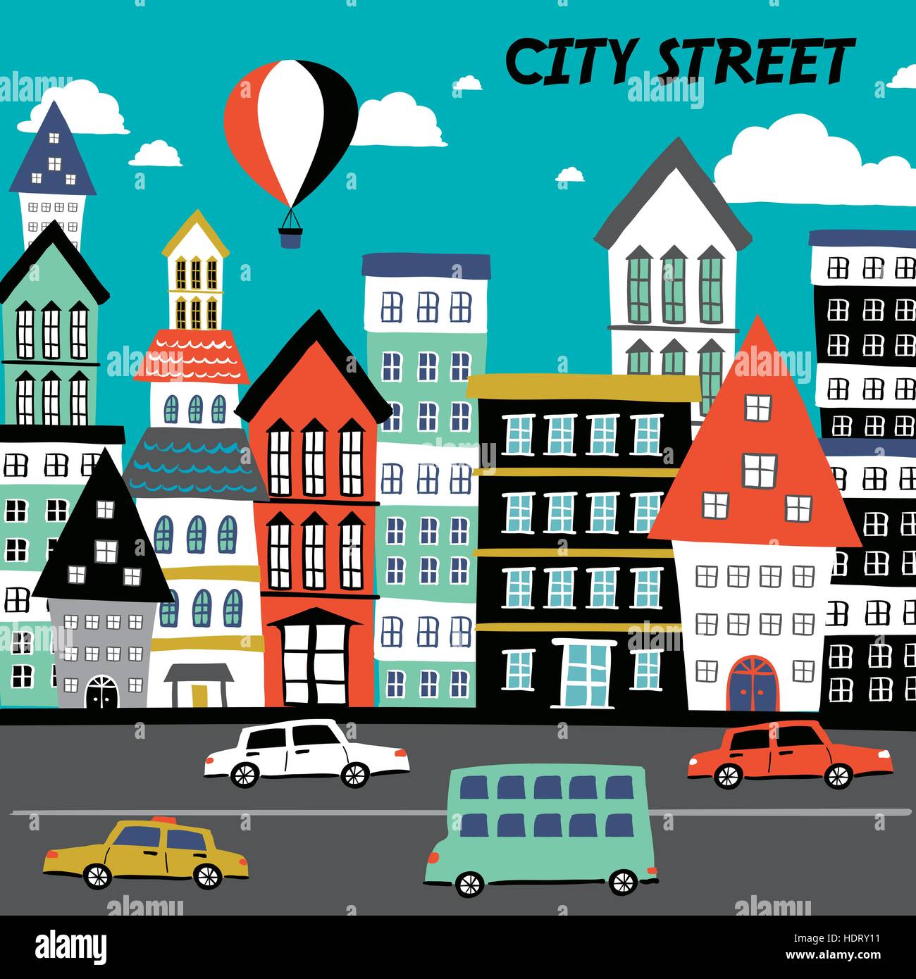 flat design for the city street concept graphic Stock Vector Image ...