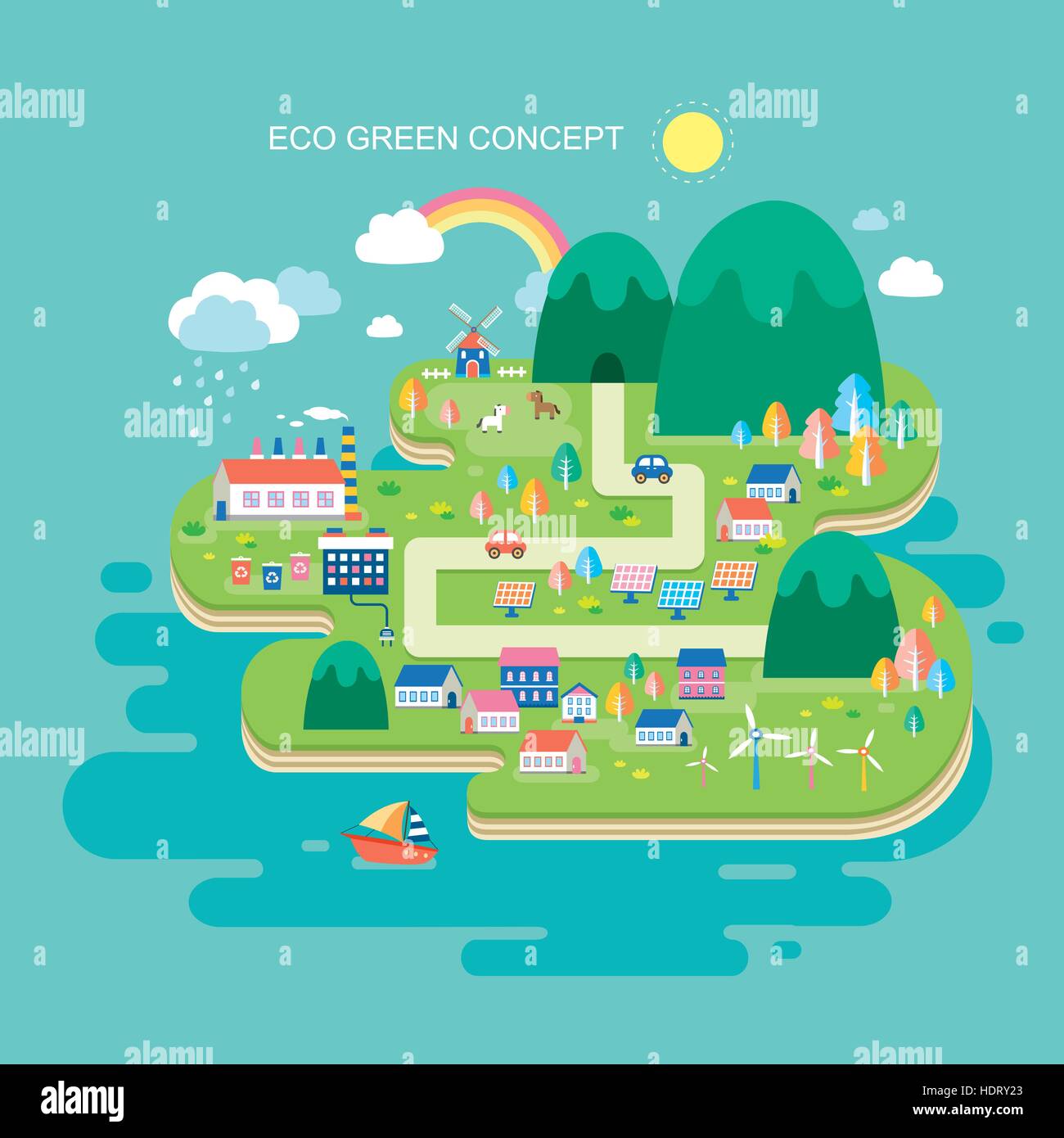 flat design for eco green concept graphic Stock Vector Image & Art - Alamy