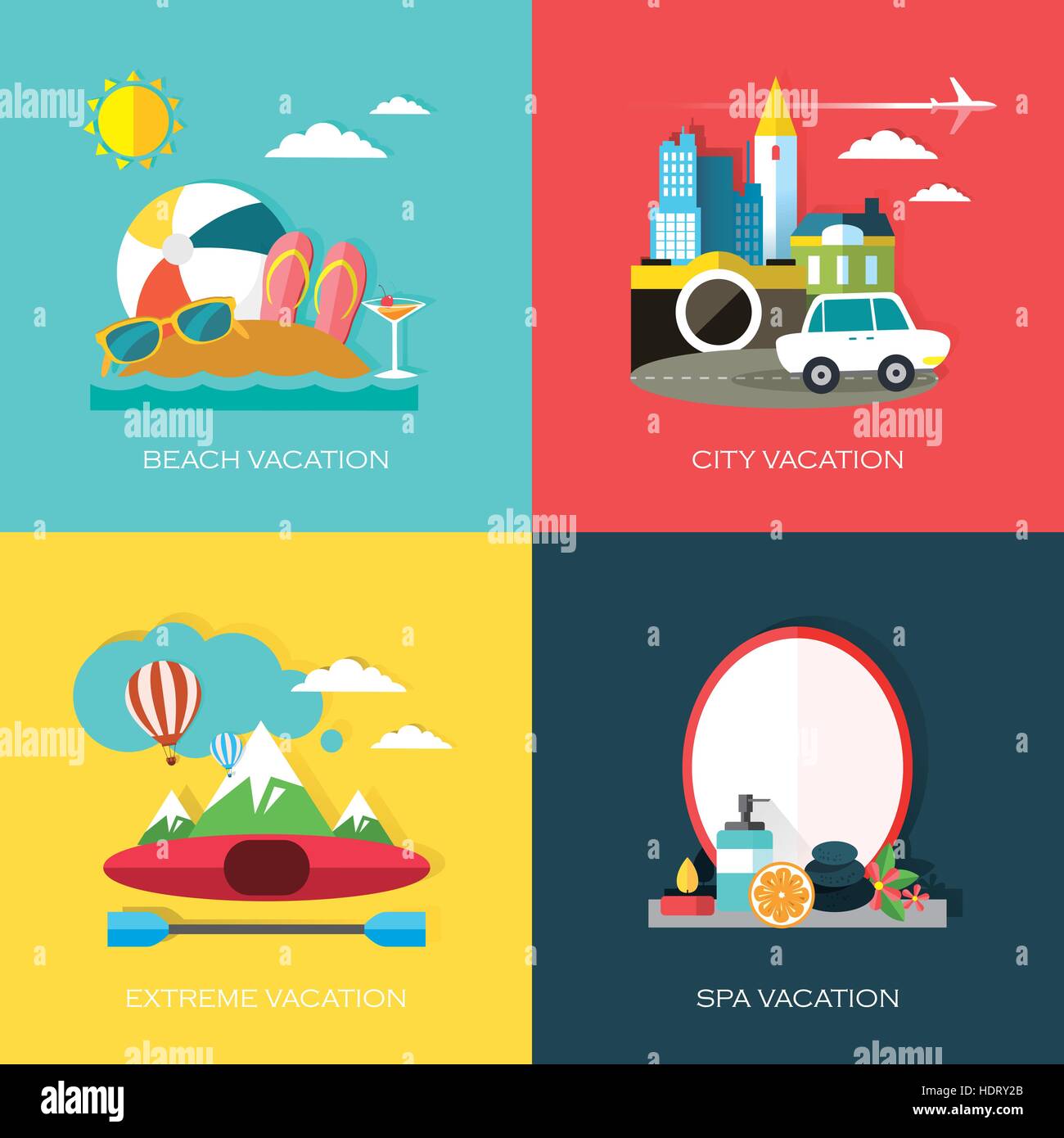 flat design for different kinds of vacation concept Stock Vector Image ...