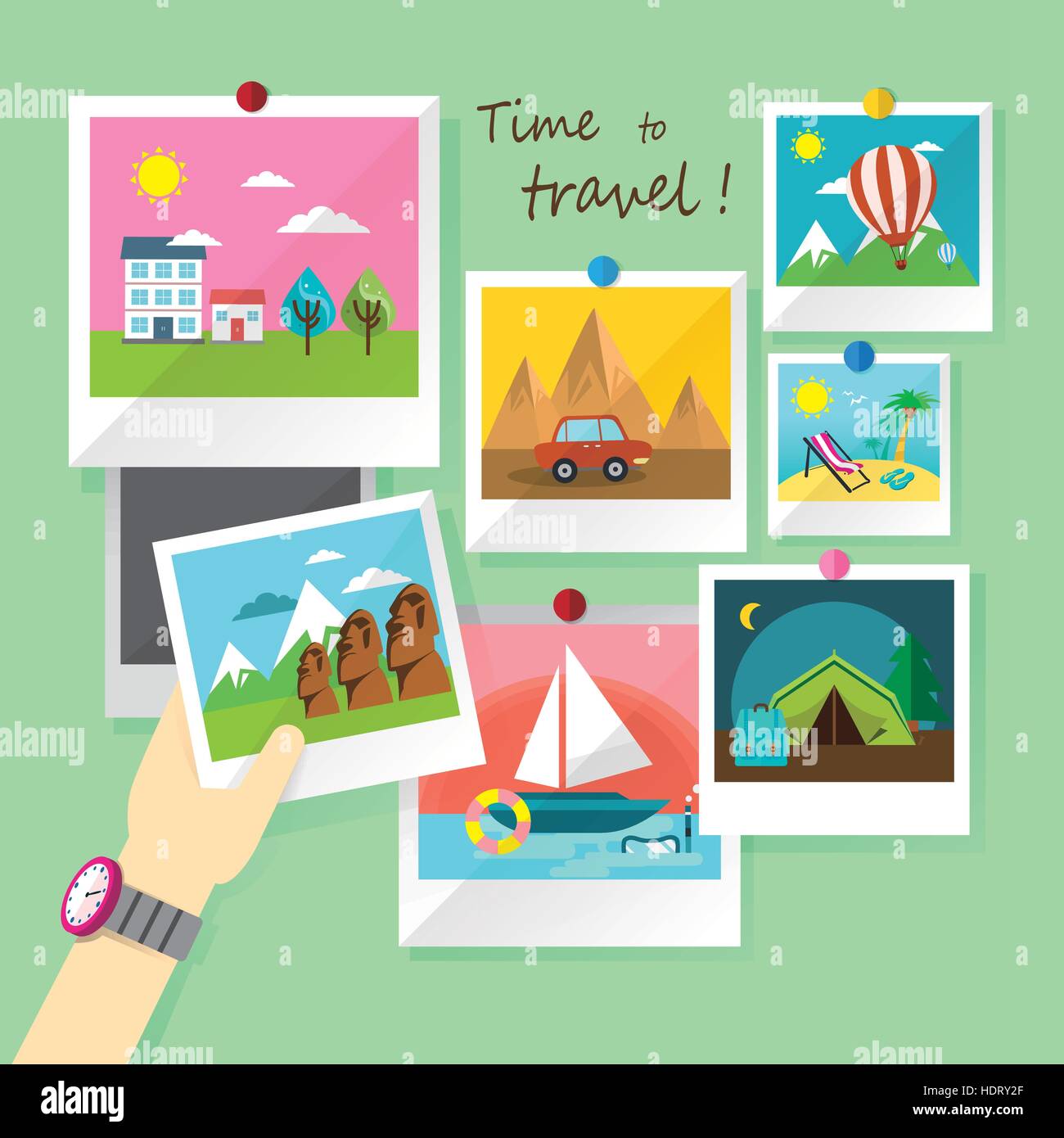 flat design for photos of traveling concept Stock Vector Image & Art ...
