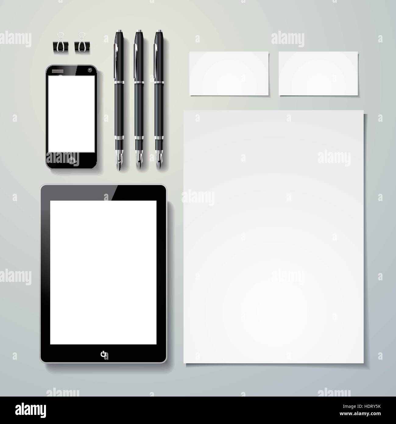 blank stationery set template isolated on grey Stock Vector Image & Art ...