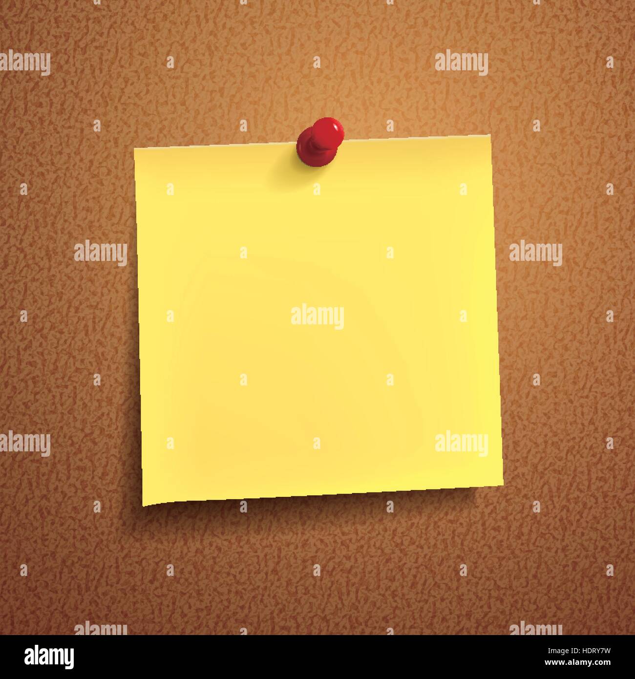 yellow note paper with pin on white background Stock Vector Image & Art ...