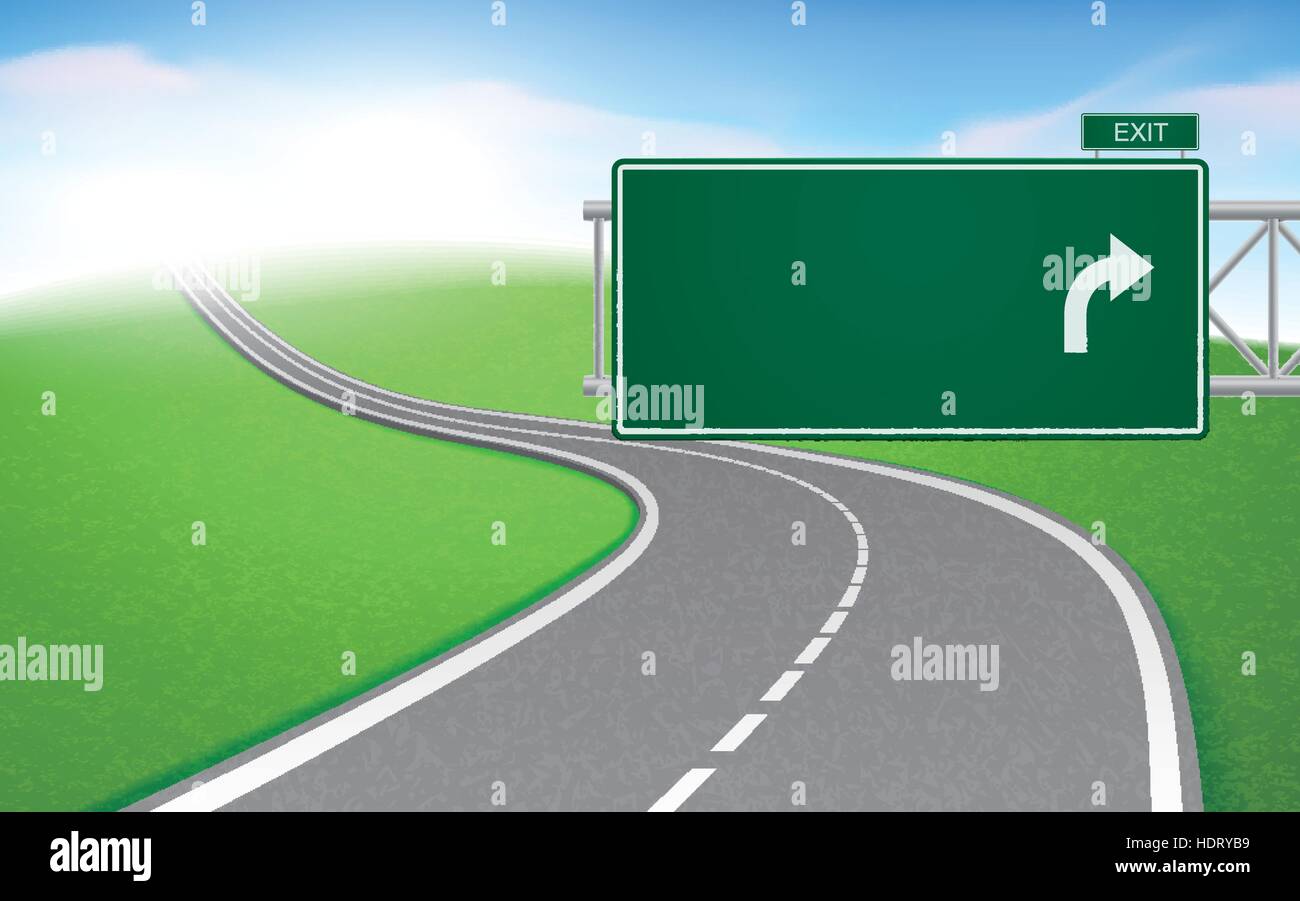 winding road with road sign over bright background Stock Vector Image ...
