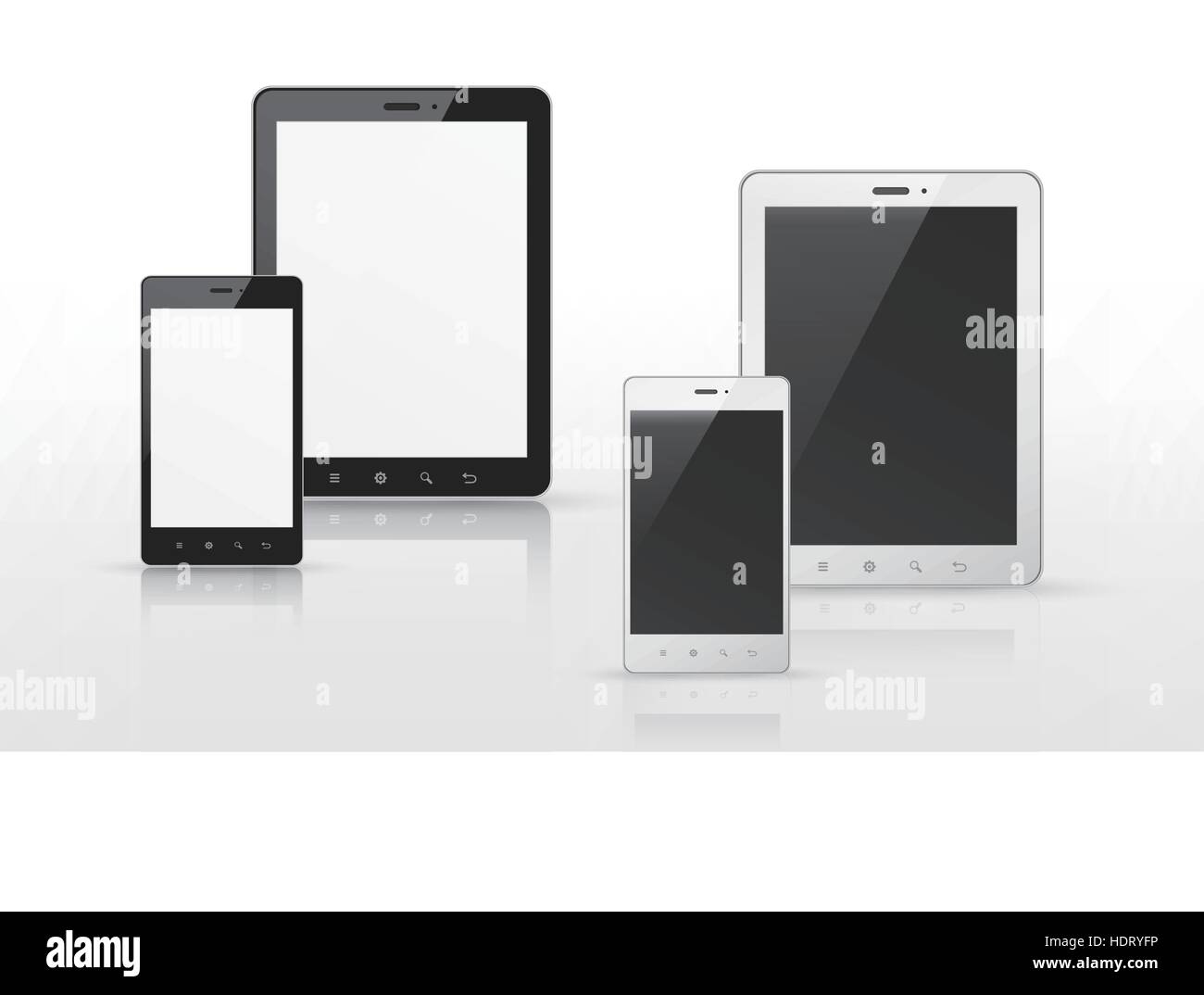 device set that includes different sizes of tablet and smart phone in ...