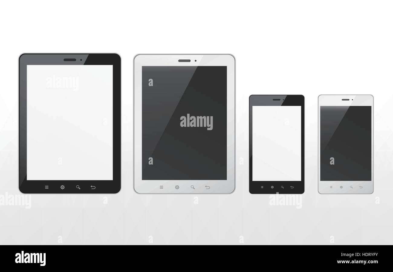 device set that includes different sizes of tablet and smart phone in ...