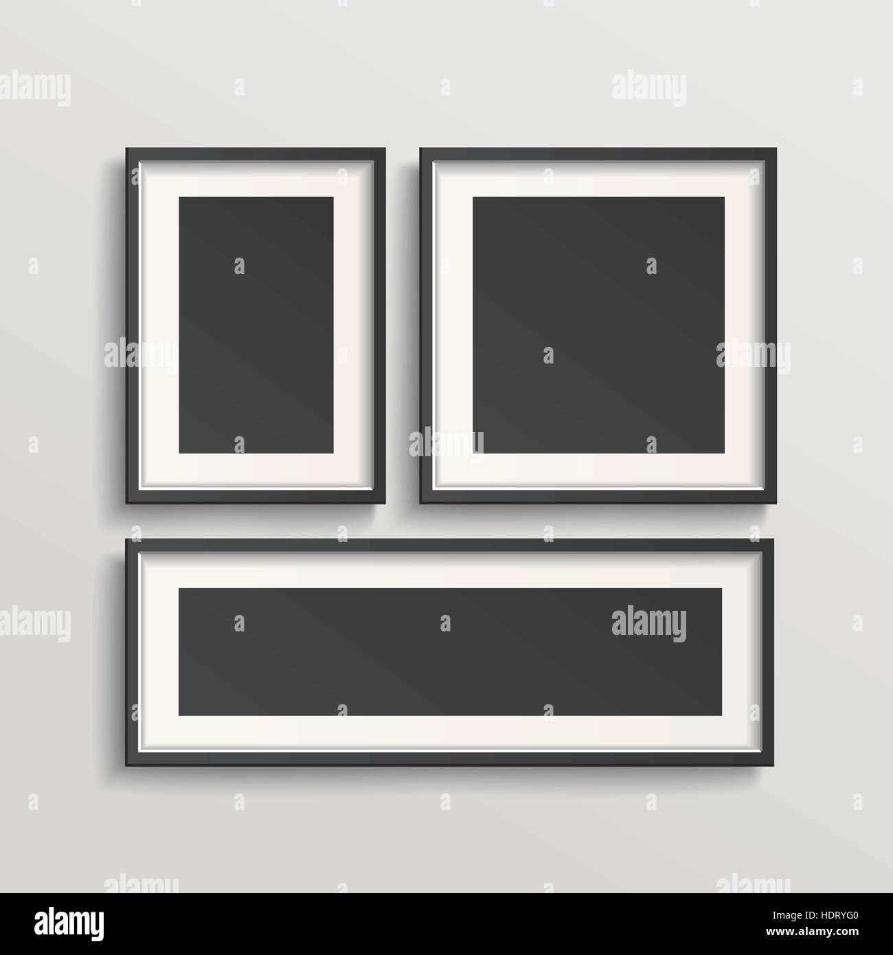 blank picture frame template set isolated on wall Stock Vector Image ...
