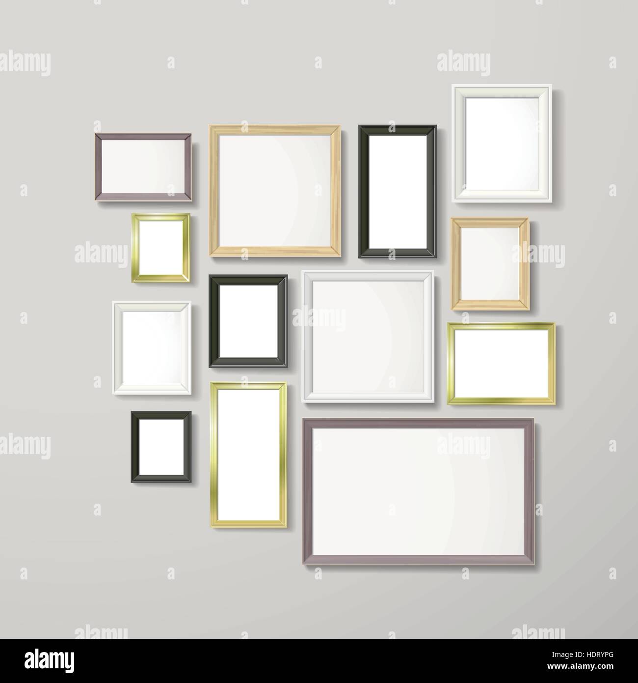 blank frameworks set hanging all over the wall Stock Vector Image & Art ...