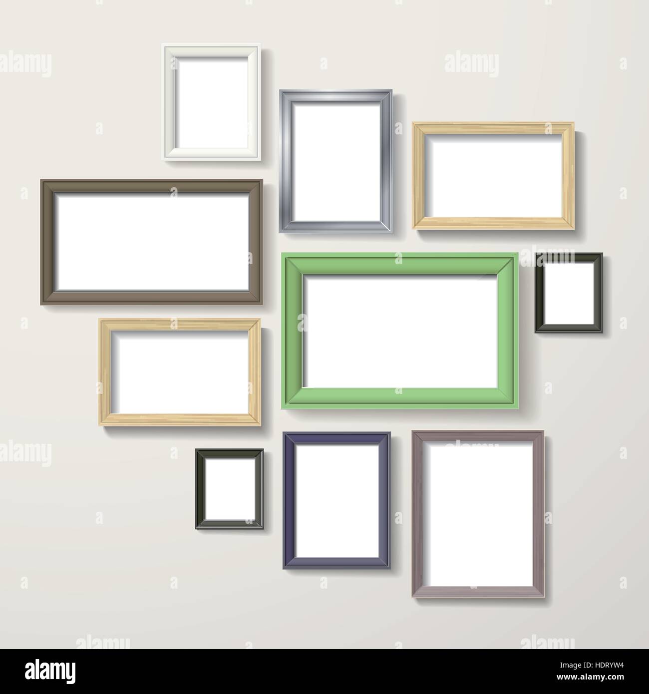 blank frameworks set hanging all over the wall Stock Vector Image & Art ...