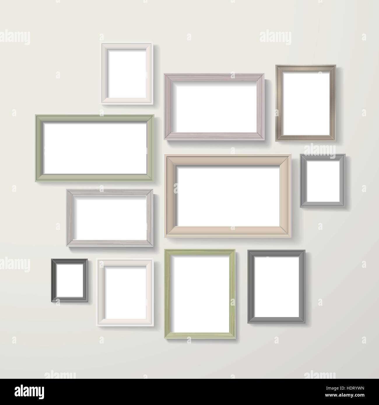 blank frameworks set hanging all over the wall Stock Vector Image & Art ...