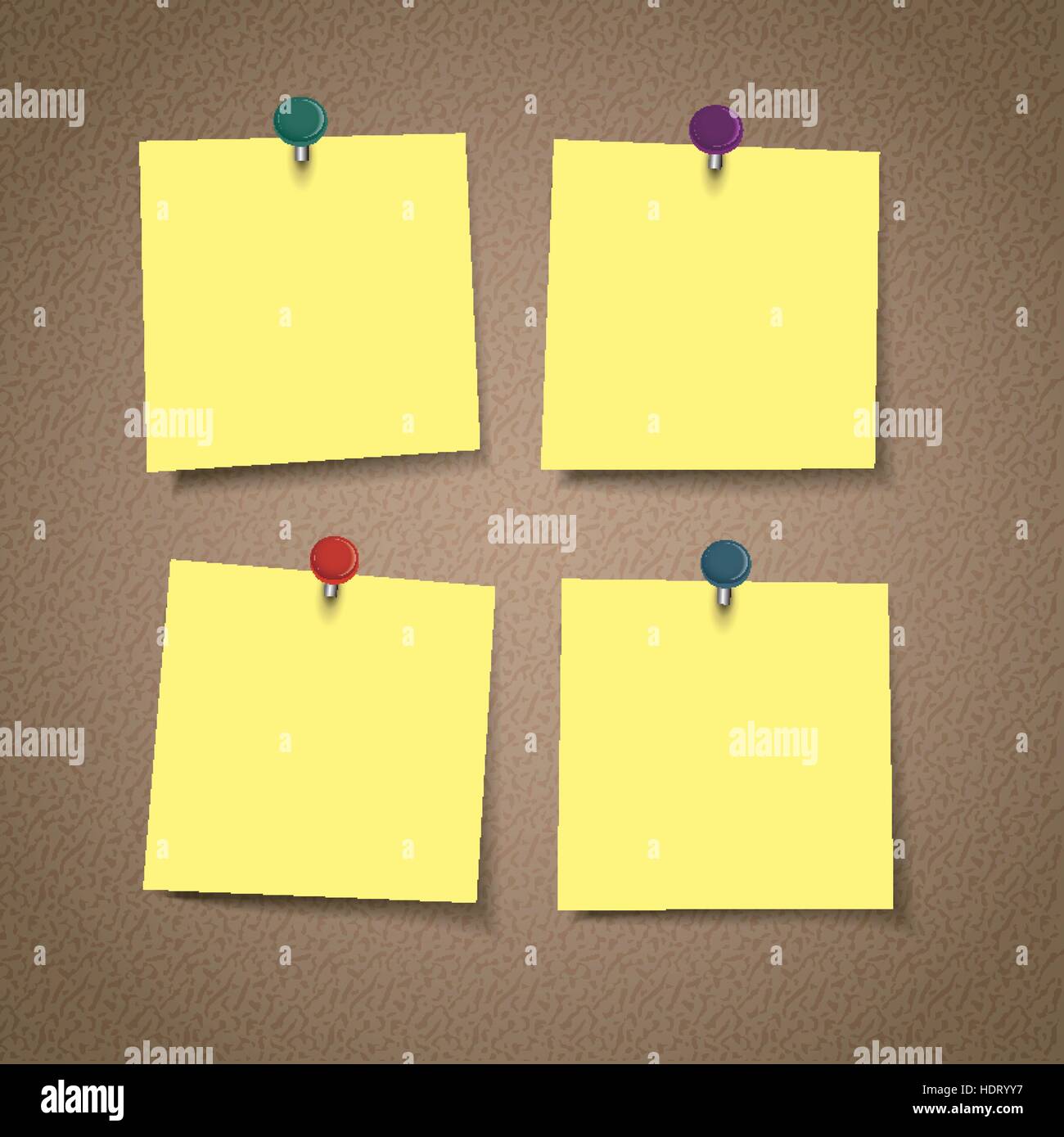 blank yellow reminder sticky note isolated on corkboard Stock Vector ...